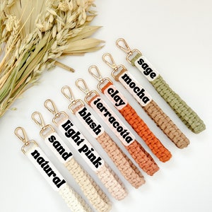 Square Macrame Wristlet Keychain Wristlet Key Wristlet Boho Macrame ...