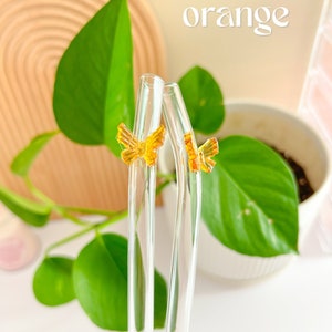 Butterfly Straw 16oz Glass Straw Cute Glass Straw Cottagecore Butterfly ...