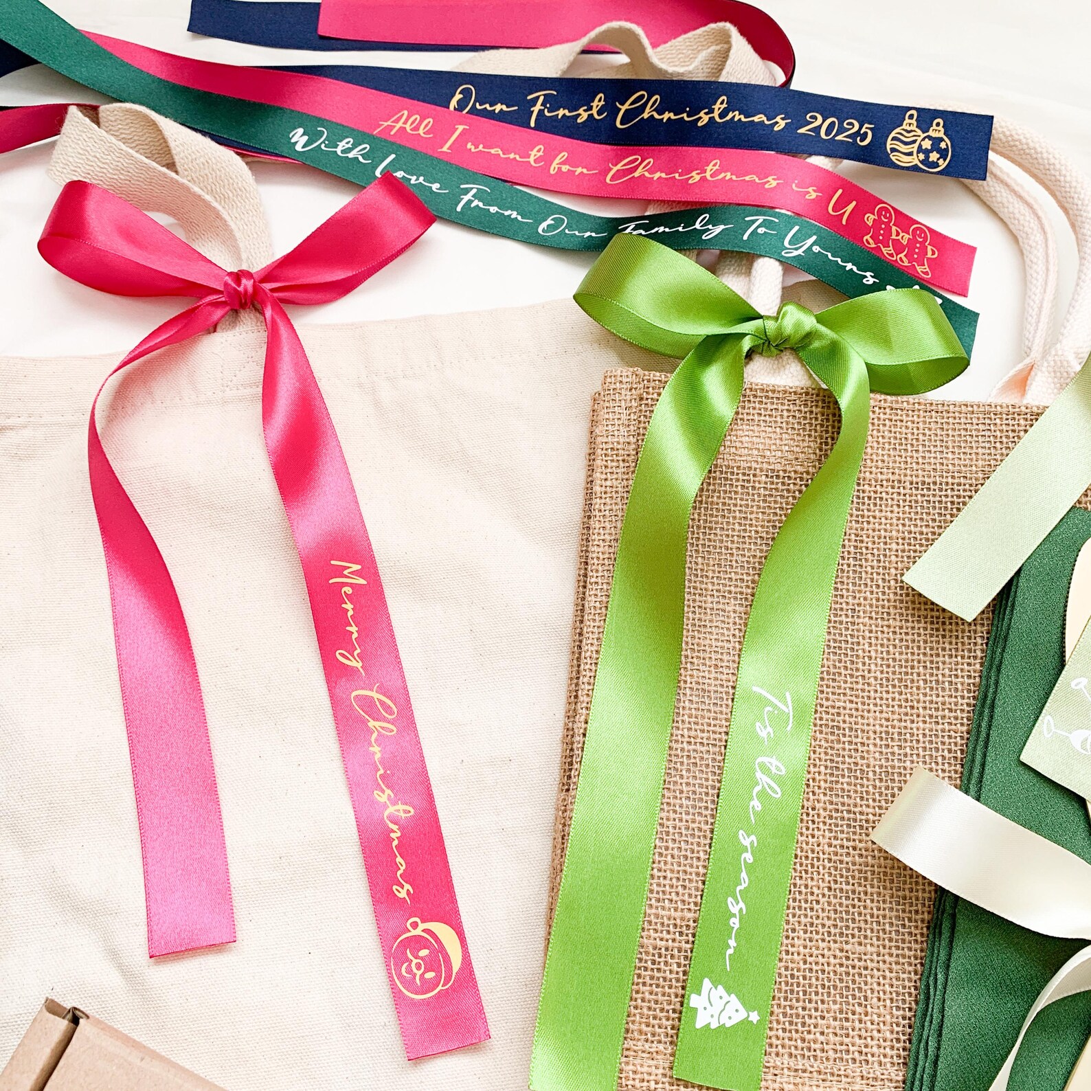 Personalised Christmas Ribbon for Gift Tag, Gift Wrapping, Holiday ...