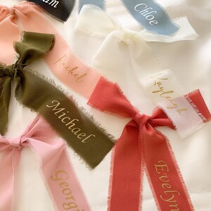 Personalised Chiffon Ribbon Name Tag | Wedding Place Card Ribbon | Silk ...
