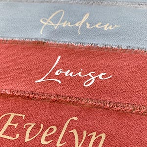 Personalised Chiffon Ribbon Name Tag | Wedding Place Card Ribbon | Silk ...