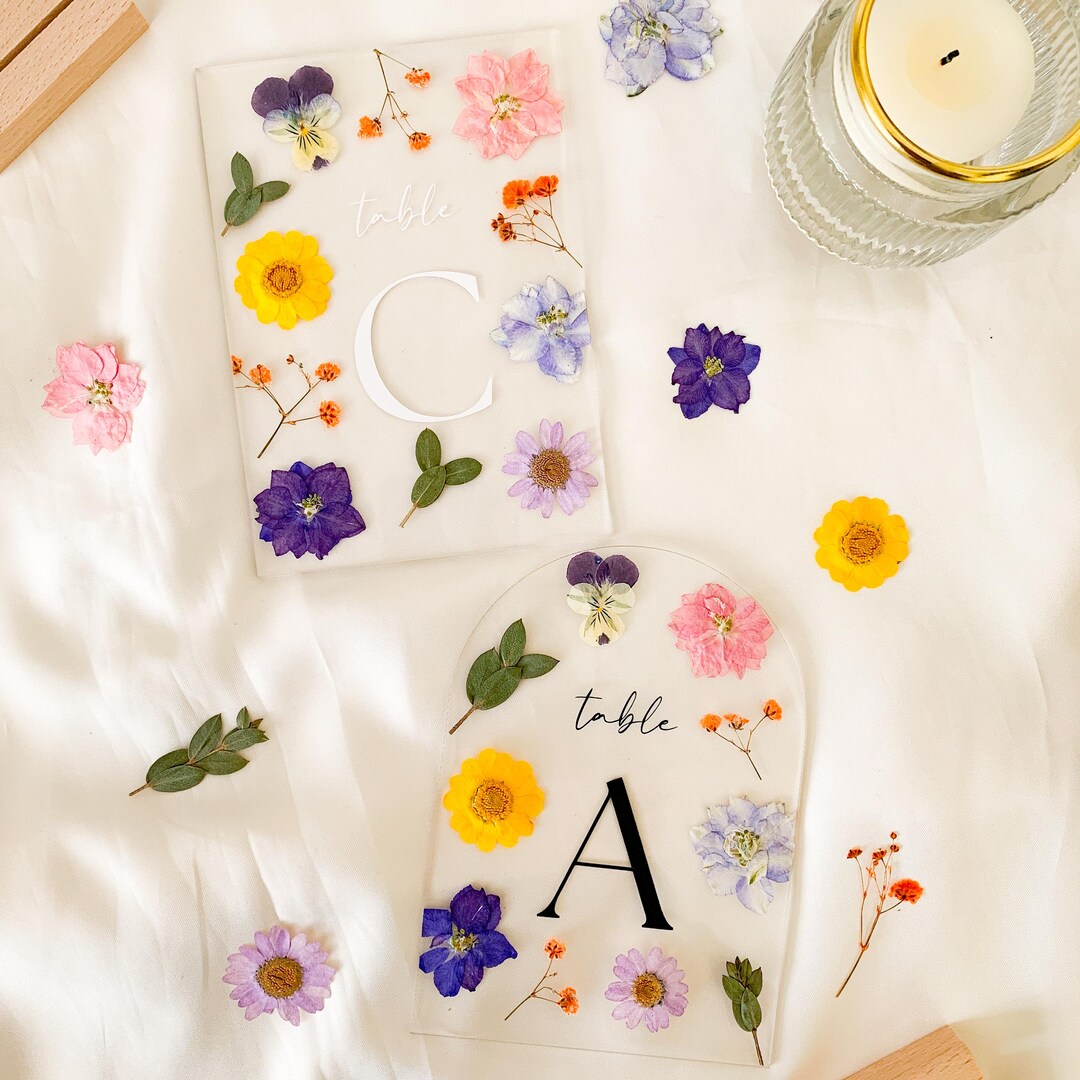 Real Pressed Flower Acrylic Arch Table Numbers for Garden Outdoor ...