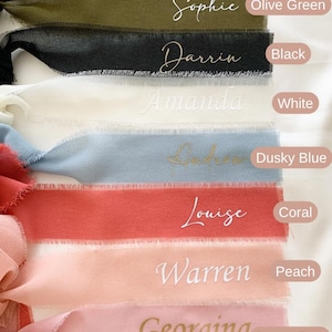 Personalised Chiffon Ribbon Name Tag | Wedding Place Card Ribbon | Silk ...