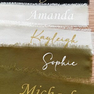 Personalised Chiffon Ribbon Name Tag | Wedding Place Card Ribbon | Silk ...