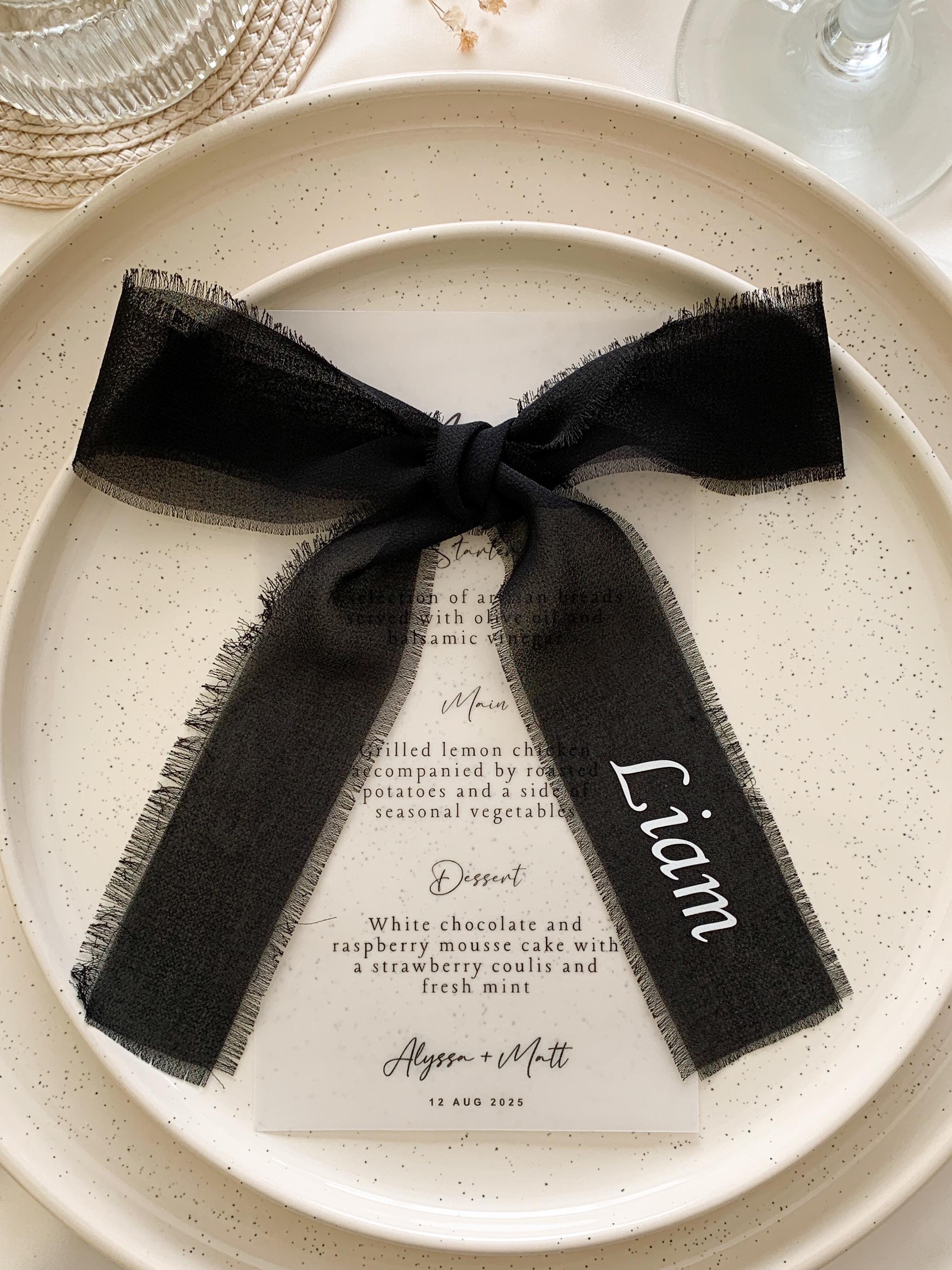 Personalised Chiffon Ribbon Name Tag | Wedding Place Card Ribbon | Silk ...