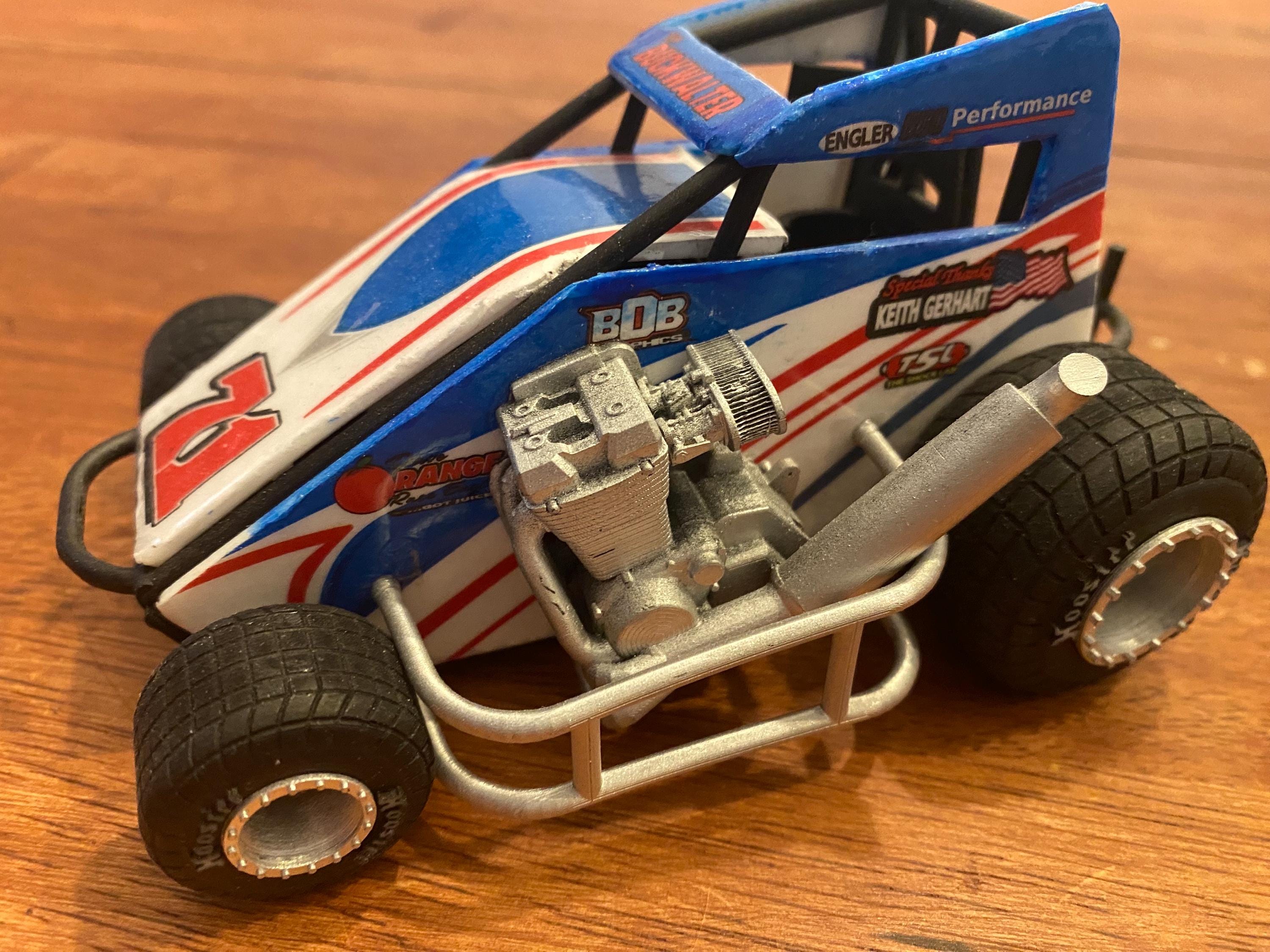 Midget, Micro, or Mini Sprint Car 1/18 Scale Model KIT, Live Rolling ...