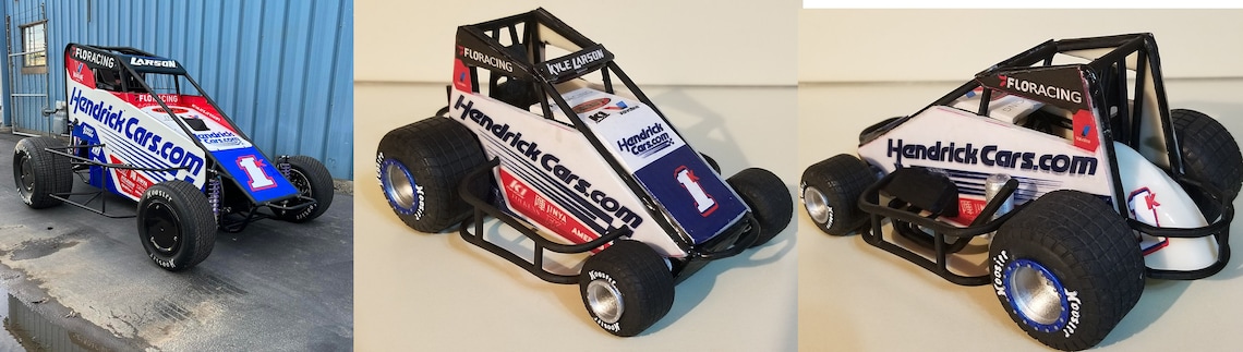 Midget, Micro, or Mini Sprint Car 1/18 Scale Model KIT, Live Rolling ...