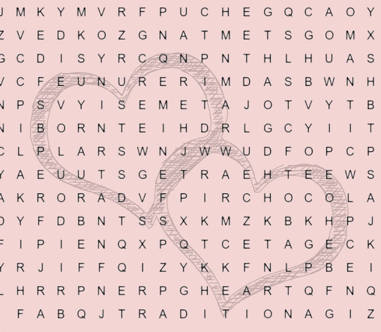 Word Search Puzzle Activity Sheet | Valentine's Day Heart | Digital ...