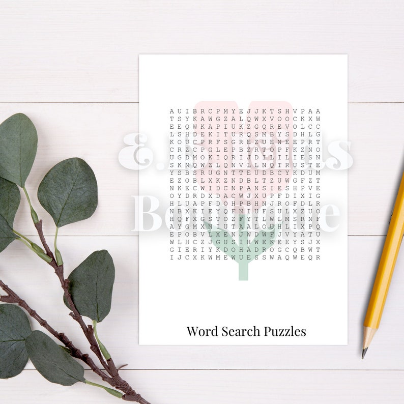 Word Search Puzzle Activity Sheet Flowers Digital Download Printable ...