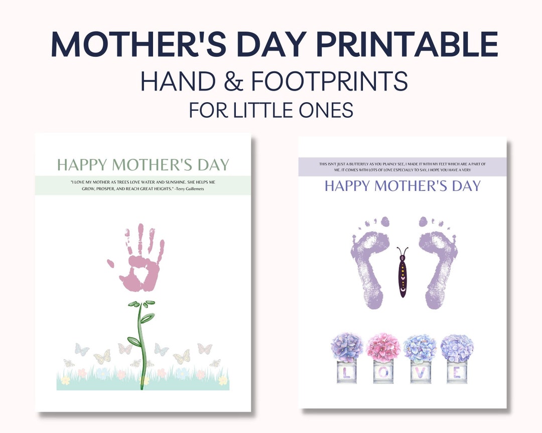Simple Mother's Day Hand & Footprint Art- Printable Gift and Keepsake ...
