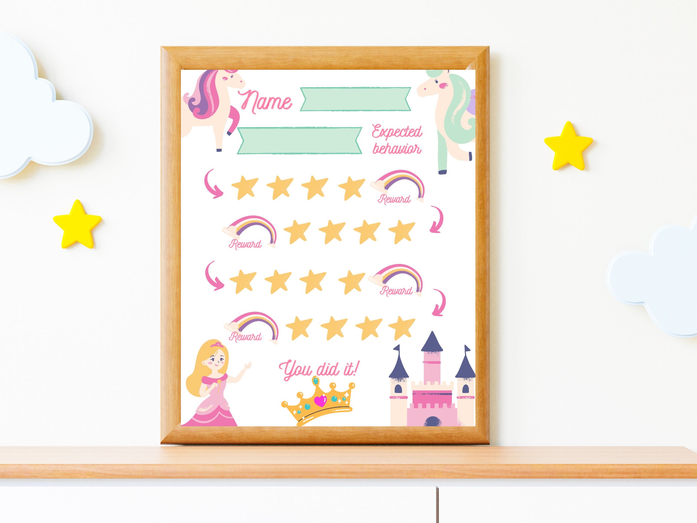 Princess Behavior Chart, Printable Behavior Chart for Girls, Princess ...