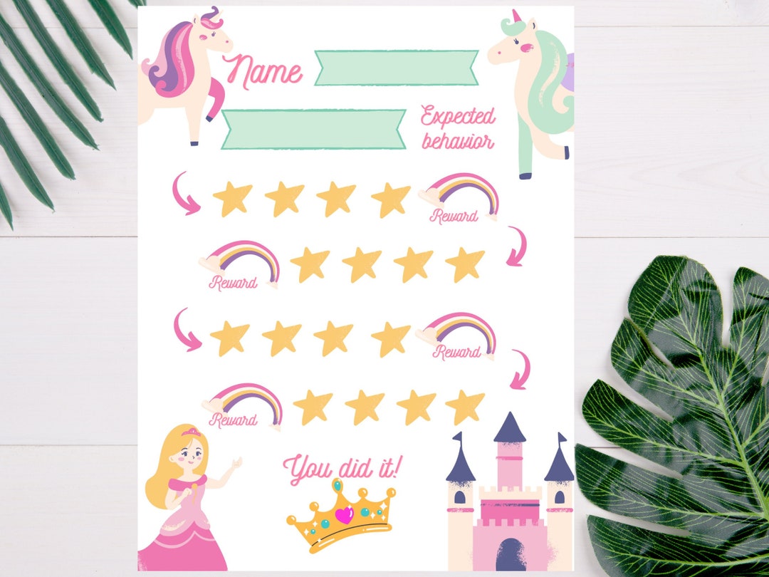 Princess Behavior Chart, Printable Behavior Chart for Girls, Princess ...