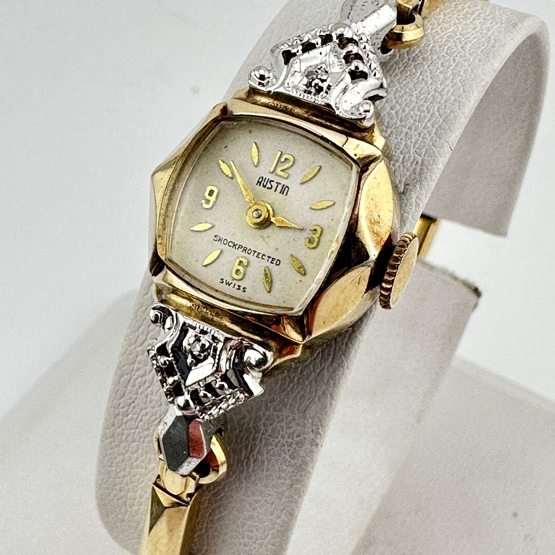 Antique Austin Cocktail 10k Gold Plated Diamond Ladies Watch - Etsy
