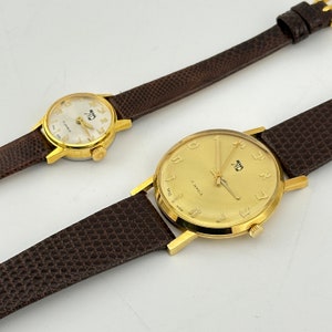 Caran Vintage Hebrew His/her Gold Watch Set C.1977 - Etsy