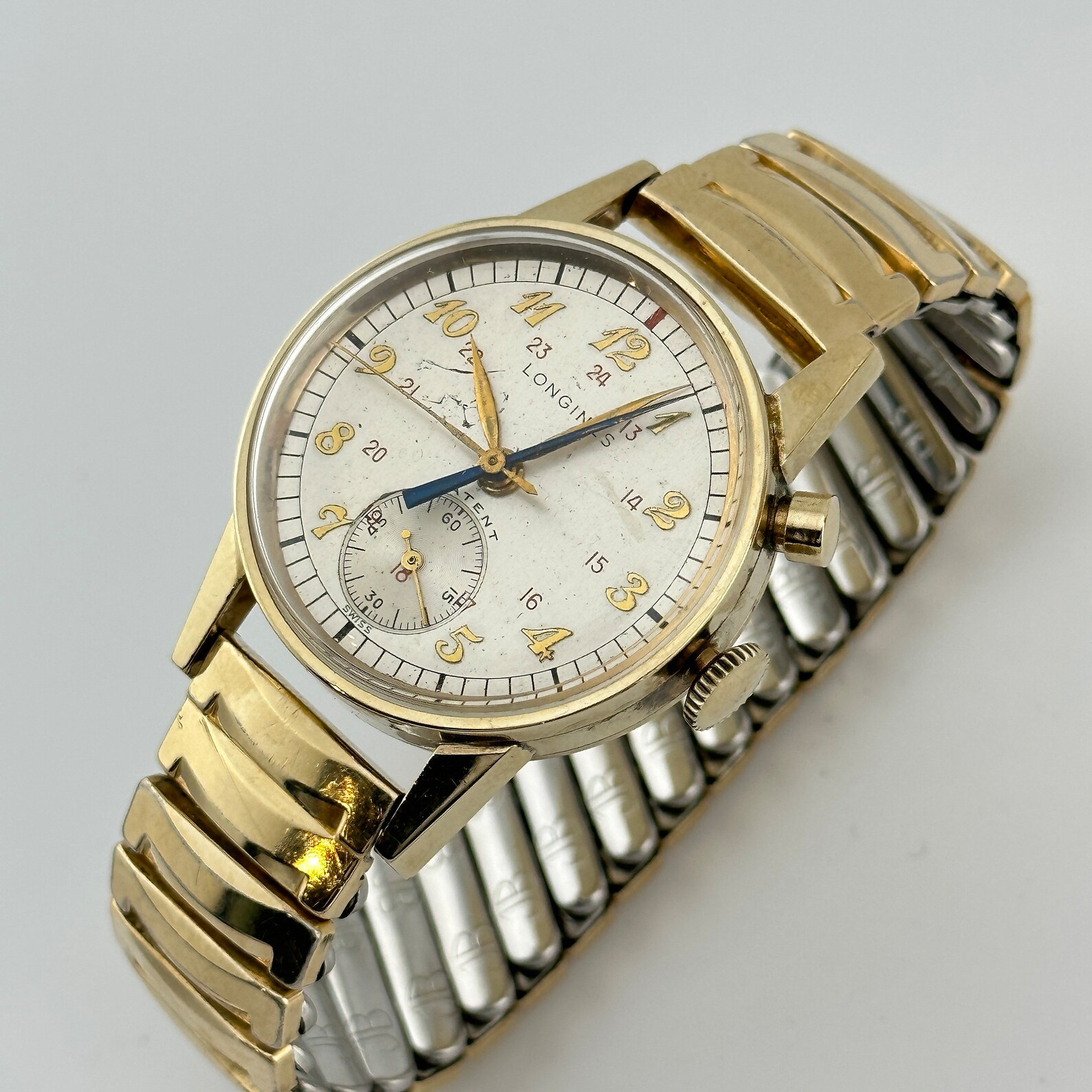 Longines Monopusher Flyback Chronograph 10k Gold Wind up 31mm Watch C ...