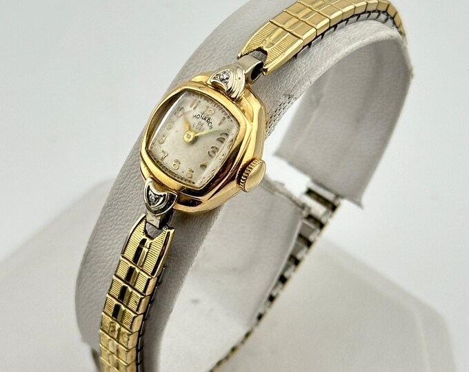 Vintage Monarch Watch Co. 14k Solid Gold & Diamond Ladies Cocktail ...
