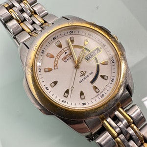 Seiko Kinetic Sports Steel & Gold Trim Watch With Day and Date - Etsy