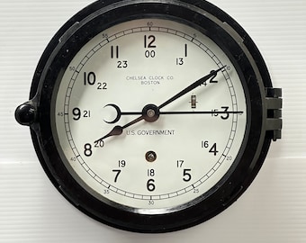 Chelsea Clock Co. US Government 12/24 Hour Bakelite Ship Clock Boston ...