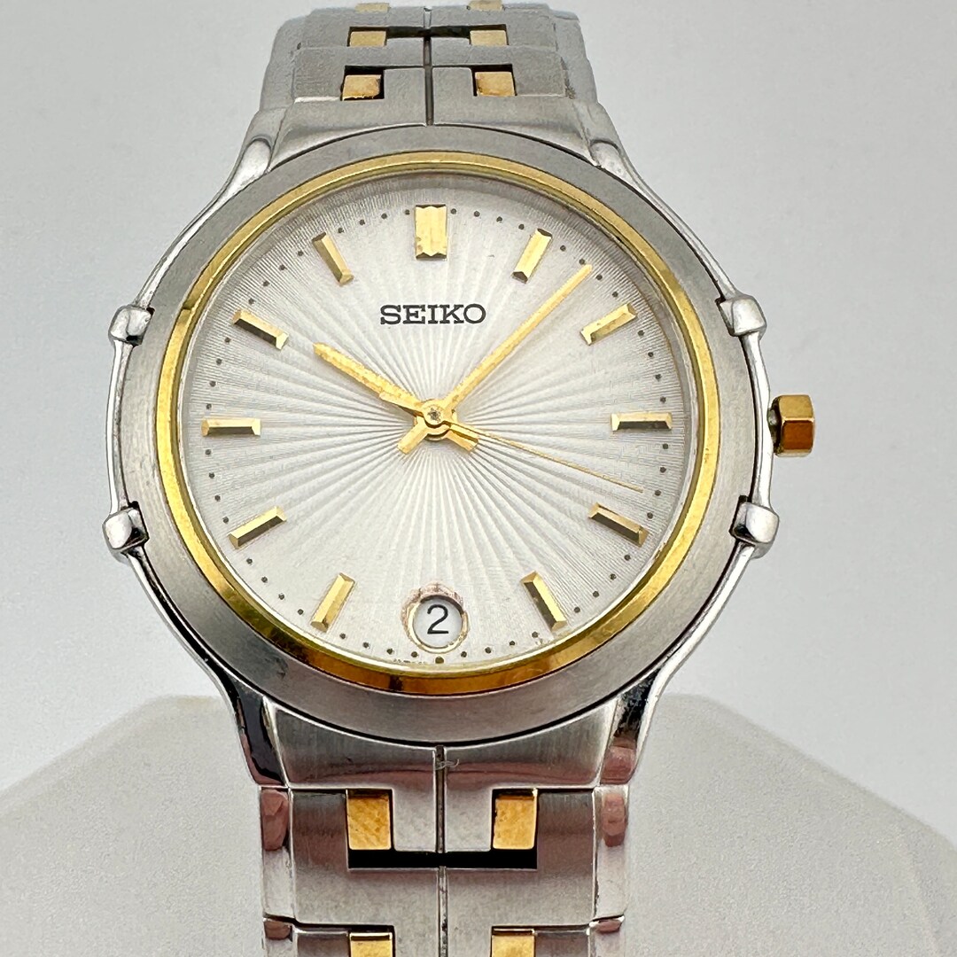 Seiko 18k Gold Bezel & Trim Stainless Steel 34.6mm Mens Watch - Etsy
