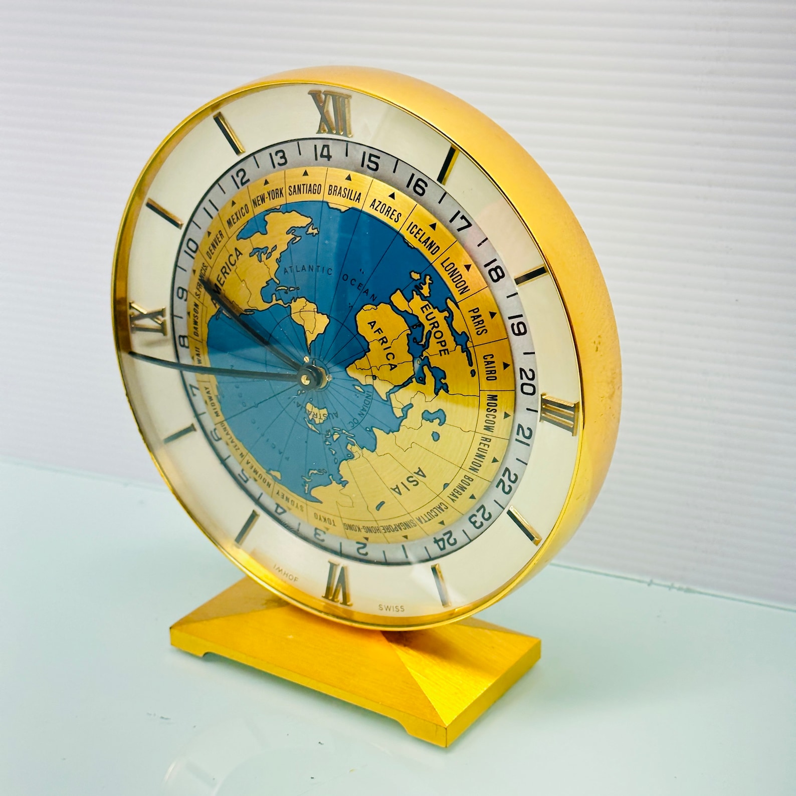 Imhof World Time Desk Clock Imhof Swiss C.1975 - Etsy
