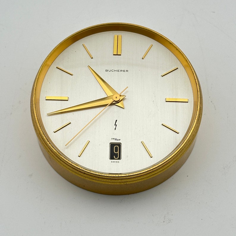 Imhof Bucherer Electric Calendar Desk Clock Swiss Made - Etsy