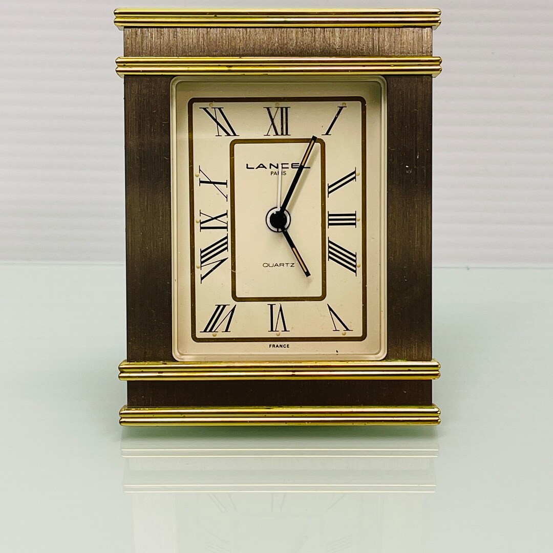 Lancel Gold and Steel Desk Clock Made in France - Etsy