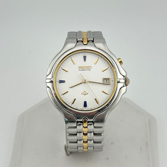 Seiko Kinetic Steel & Gold Trim Mens 39mm Watch with … - Gem