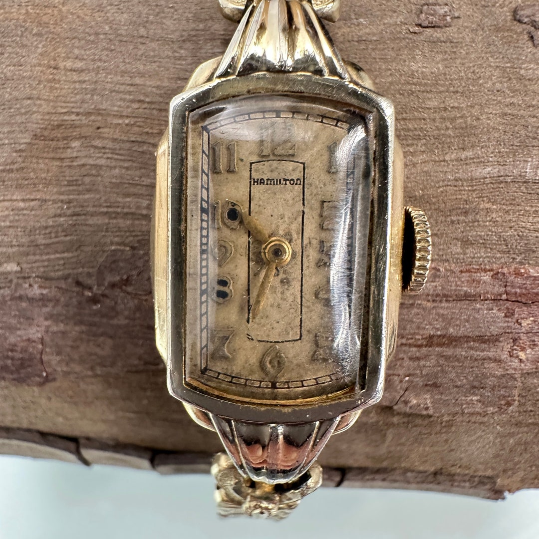 Antique Hamilton Swiss Cocktail 10k Gold Watch With 17 Jewels - Etsy