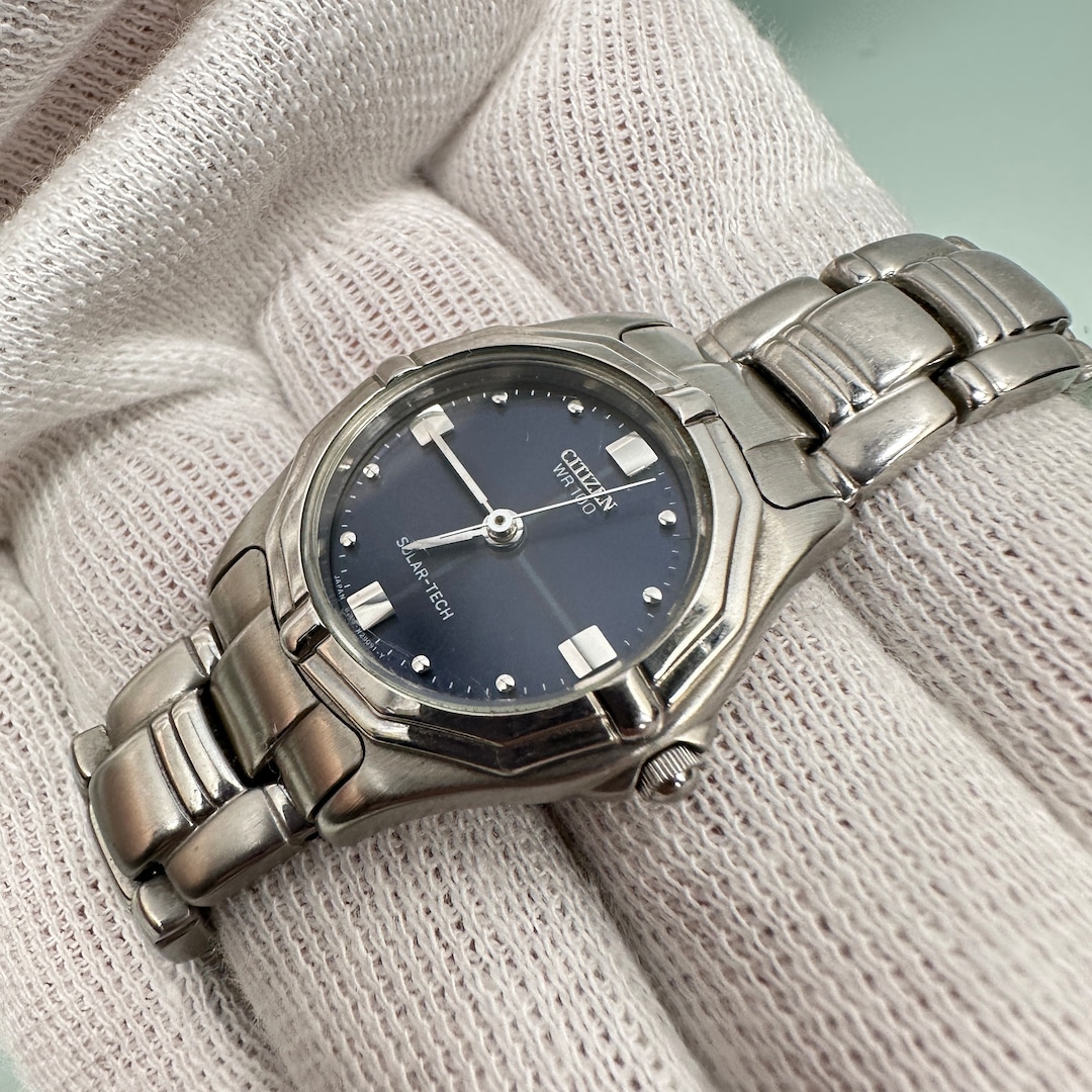 Vintage Citizen Solar-tech Stainless Steel Watch With Blue Sunray Dial ...