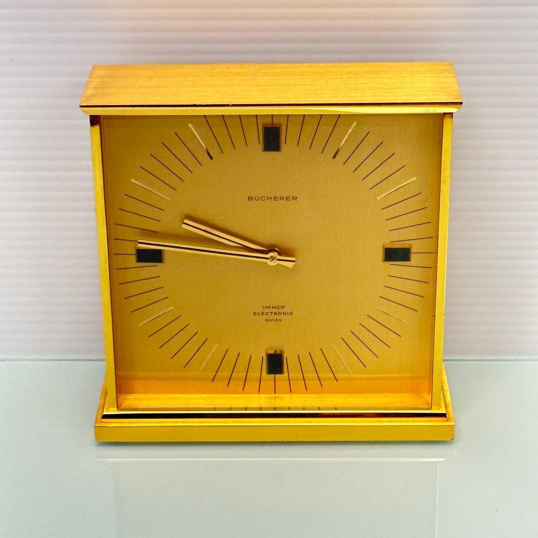 Imhof Gold Plated MCM Swiss Mantle Clock C. 1975 - NON FUNCTIONING - Etsy