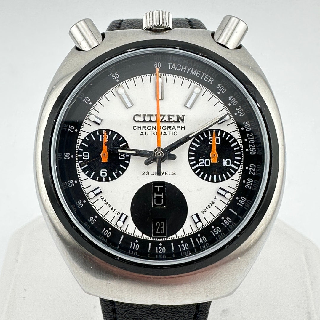 Vintage Citizen Bullhead Panda Dial Mens Automatic Chronograph 38mm ...