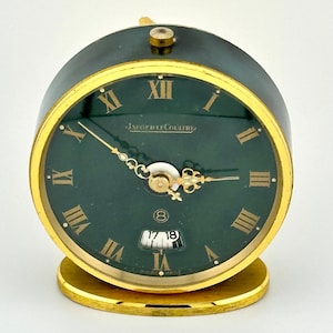 Lecoultre Art Deco Travel Alarm Clock, Gold and Green C.1950 - Etsy