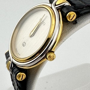 Vintage Gucci 18k Gold Plated Watch With Silver Dial and Leather Strap - Etsy