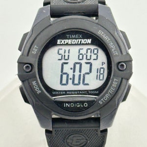 Timex Expedition Indiglo Black 42mm Men’s Digital Watch - Etsy