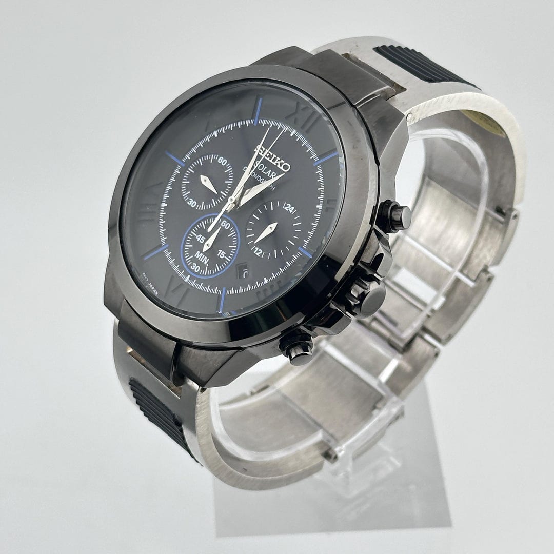 Seiko Solar Mens Analog Solar Chronograph 48mm Watch - Etsy