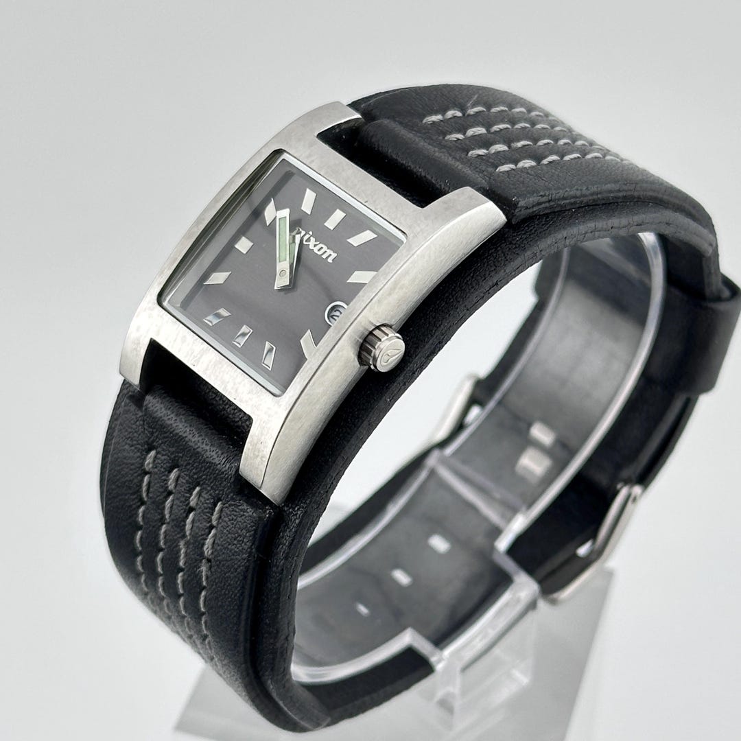 Nixon “the Trixie” 22mm Ladies Tank Watch With Black Leather Cuff ...