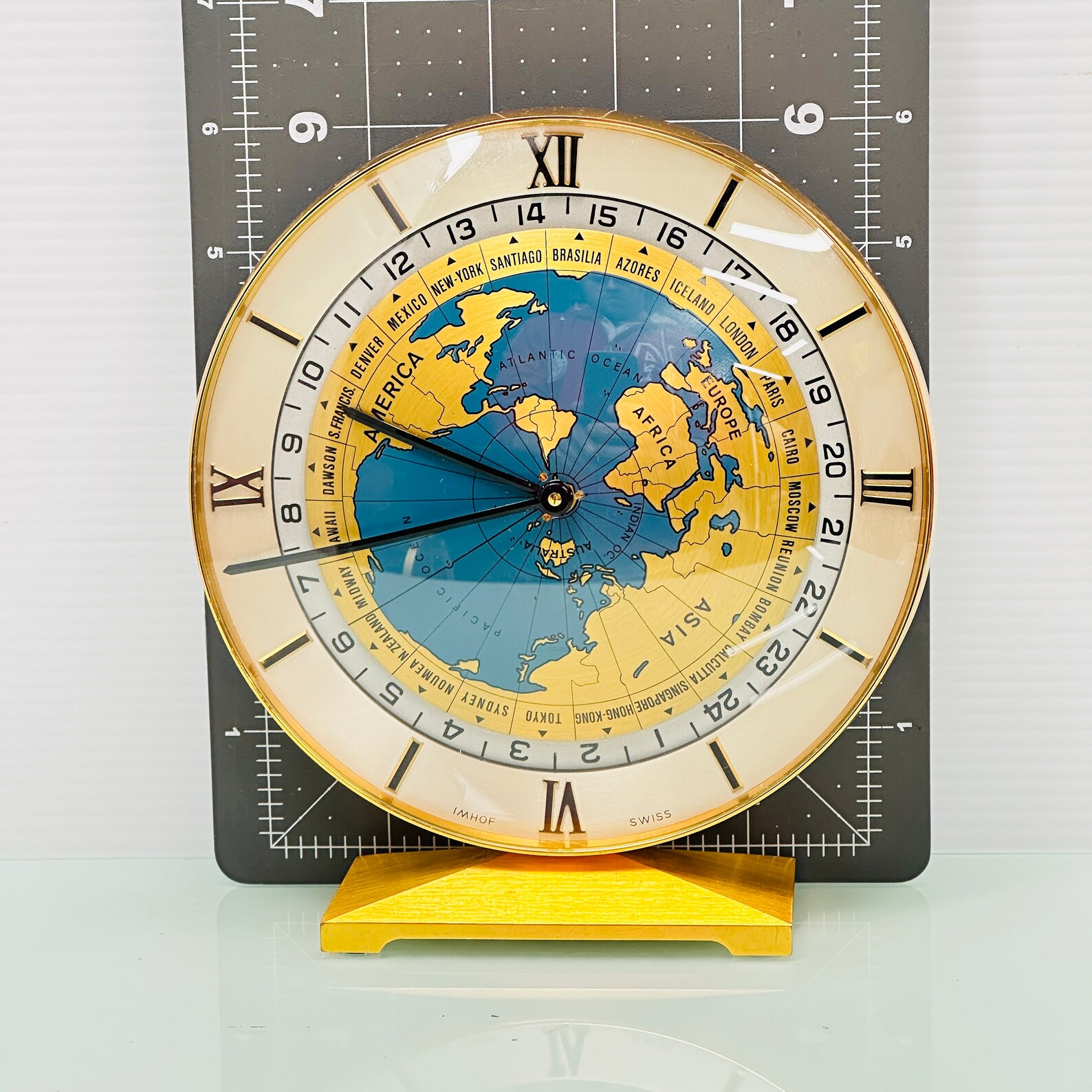 Imhof World Time Desk Clock Imhof Swiss C.1975 - Etsy