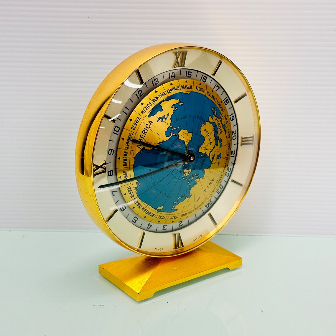 Imhof World Time Desk Clock Imhof Swiss C.1975 - Etsy