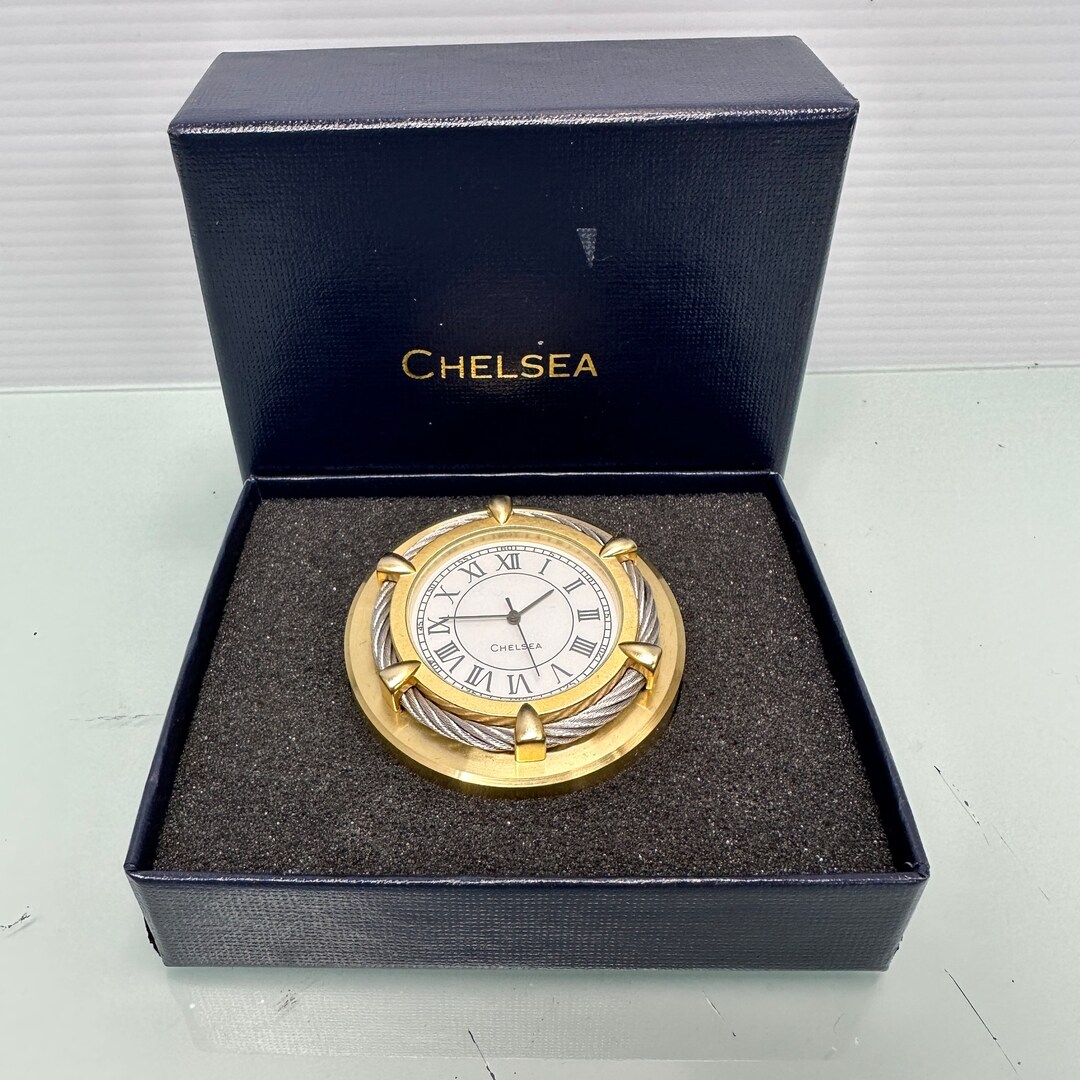 CHELSEA - the Cable Paperweight Clock in Brass - Etsy