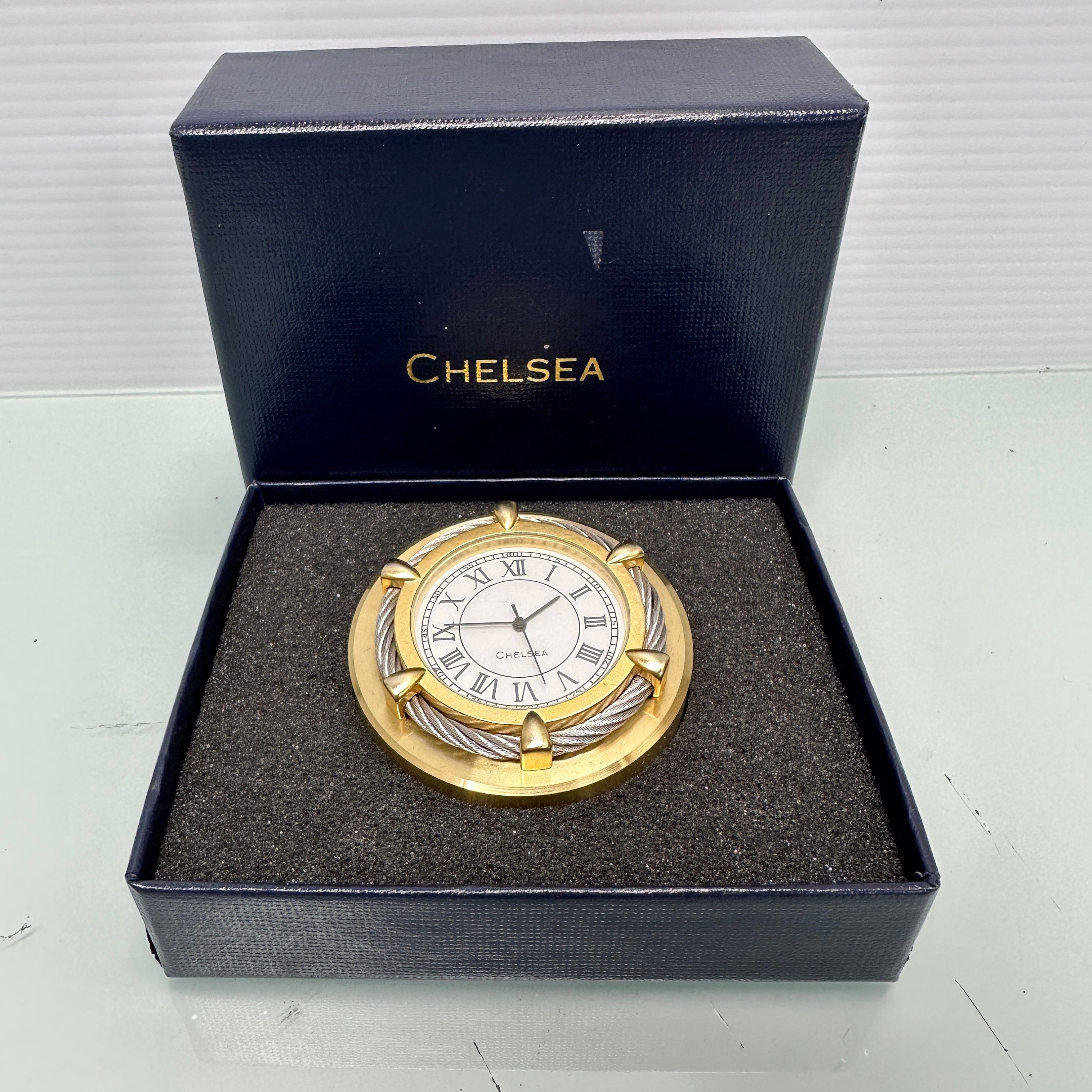 CHELSEA - the Cable Paperweight Clock in Brass - Etsy