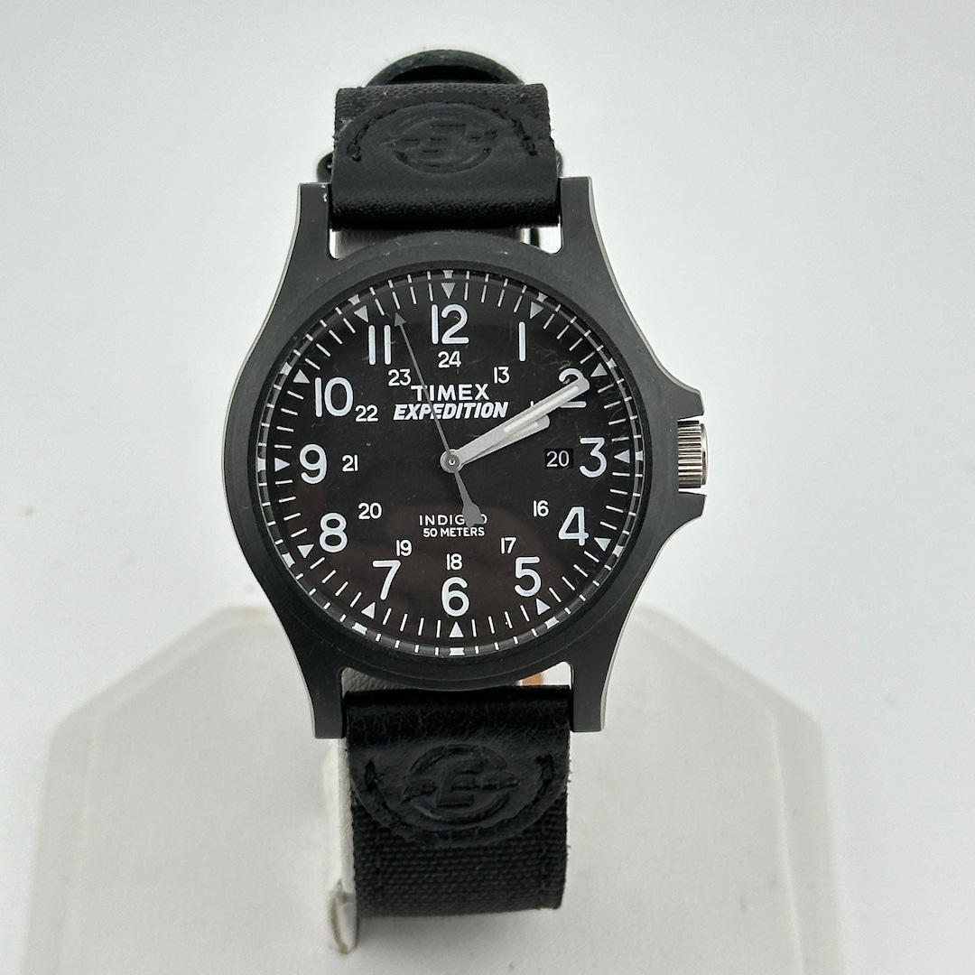Timex Indiglo Expedition 42mm Mens Date Black Wristwatch - Etsy