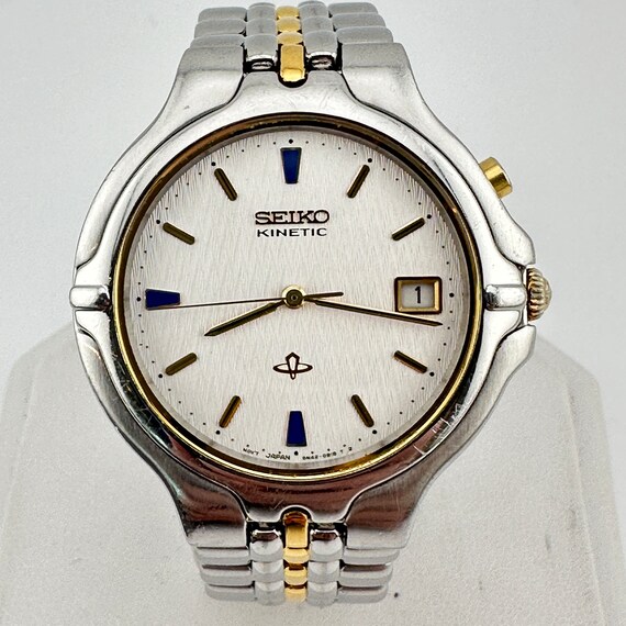 Seiko Kinetic Steel & Gold Trim Mens 39mm Watch with … - Gem