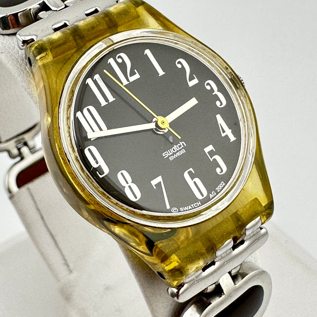 Swatch 2002 Clear, Steel & Black 25mm Ladies Watch - Etsy