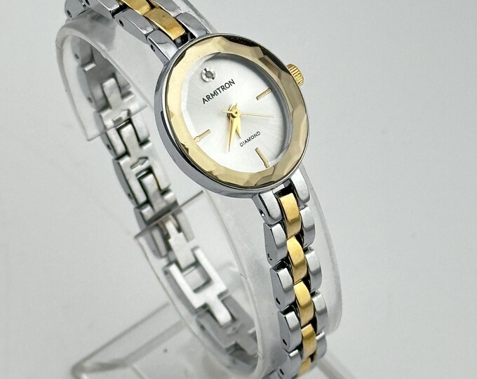 Armitron Diamond Silver and Gold 21mm Ladies Watch - Etsy