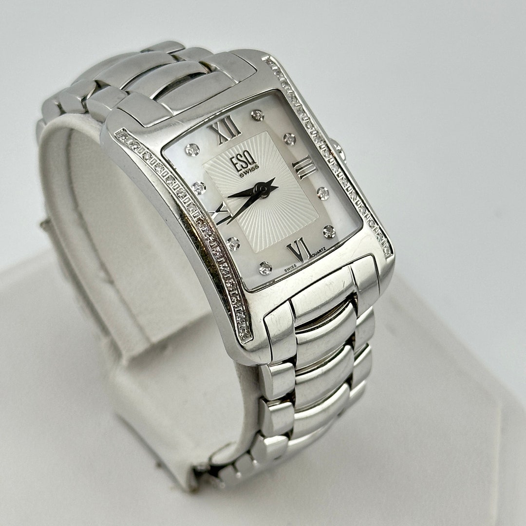 Vintage ESQ Verona Tank Diamond Swiss Quartz Movement 24mm Ladies Watch ...