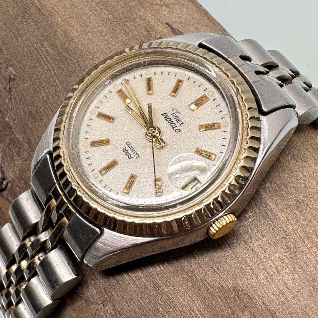 Timex Gold Trim President Indiglo Bracelet Watch With Date - Etsy