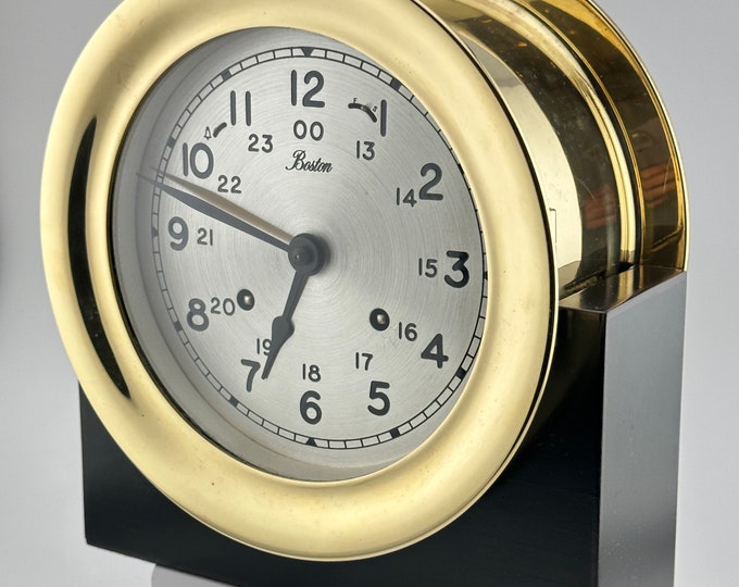 Chelsea Boston 8-day Shipstrike 7.5" Brass Ship Clock in Black Stand - Etsy