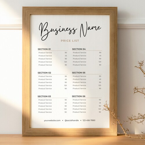 Editable Price List Template Printable Makeup Pricing List - Etsy
