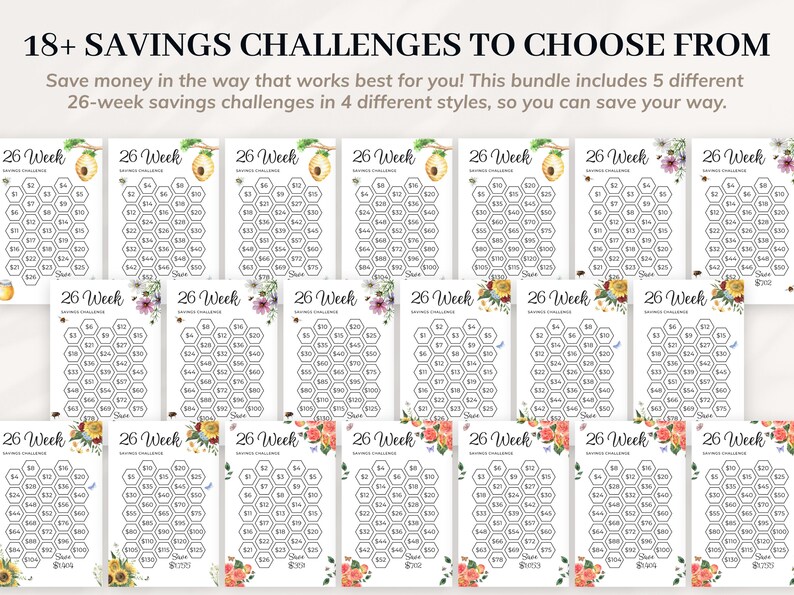 A6 26-week Savings Challenge BUNDLE, A6 Money Envelope Challenge, Mini ...