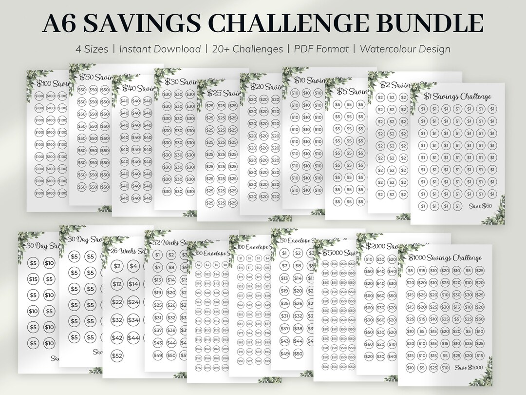 A6 Savings Challenge Printable BUNDLE MINI Savings Challenge - Etsy México